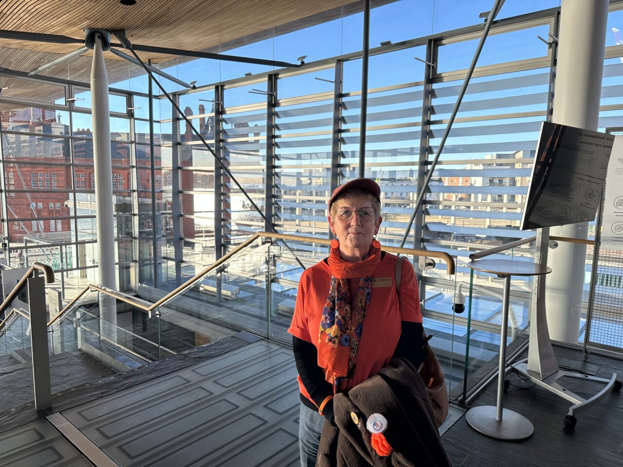 D15 District Chairman Sonia at the Sennedd for Orange the World - Inner ...